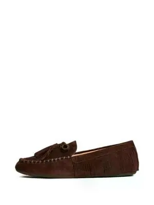 TWINSET Suede Loafers With Fringes - Brown