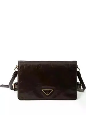 Prada Mini Leather Shoulder Bag - Brown