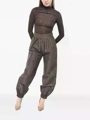 SUPER BLOND Pleated Silk-organza Trousers - Brown
