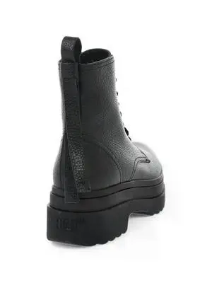 Valentino Garavani Hammered Leather Lace-up Ankle Boots