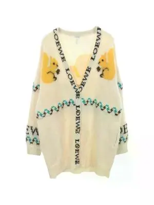 Loewe 2010s Logo-trim Squirrel Intarsia Oversized Cardigan