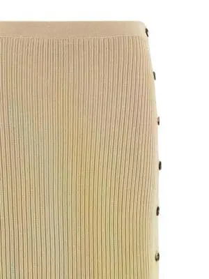 FERRAGAMO Ribbed-knit Button-detail Midi Skirt