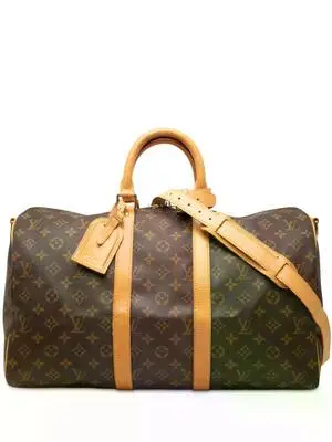 LOUIS VUITTON Monogram Keepall Bandouliere 45 Travel Bag - Brown