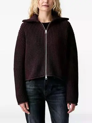 Marc O'polo Zip-up Ribbed Cardigan - Red