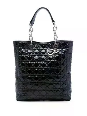 Dior 2010 Patent Cannage Lady Soft Shopping Tote Bag - Black