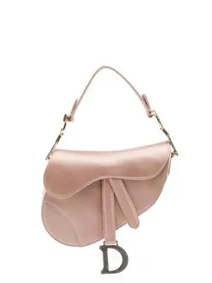 Dior 2019 Mini Satin Crystal Embellished Saddle Bag Handbag - Pink