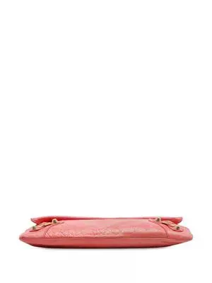 Balenciaga Lambskin Leather Motocross Giant 12 Envelope Clutch With Strap Crossbody Bag - Pink