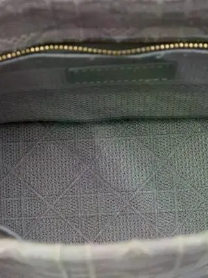 Dior Embroidered Canvas Cannage Lady D Lite Satchel - Grey