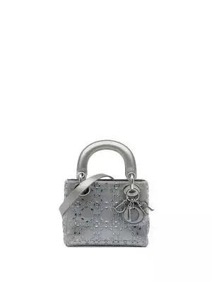 Dior Mini Lady Satchel With Crystal Embellishments - Grey
