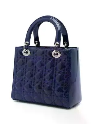 Dior Patent Cannage Lady Satchel - Blue