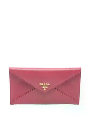 Prada 2010s Vitello Move Envelope Wallet - Pink