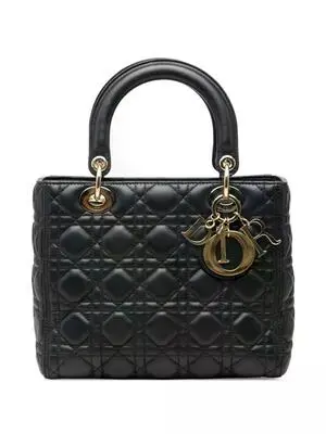 Dior 2017 Medium Lambskin Cannage Lady Satchel - Black
