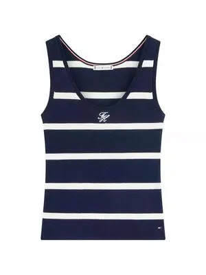 Tommy Hilfiger Striped Scoop-neck Tank Top - Blue