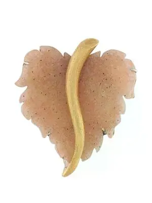 LB EXCLUSIVE 18k Yellow Druzy Quartz Leaf Brooch - Gold
