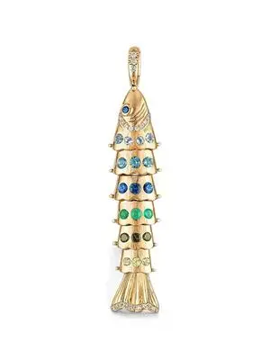 EDEN PRESLEY Fish-motif Sapphire And Diamond Pendant - Gold