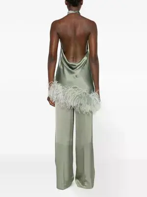 THE ARCHIVIA Co Ord Mia Ares Feather-trim Trousers Set