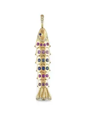 EDEN PRESLEY Fish-motif Sapphire And Diamond Pendant - Gold