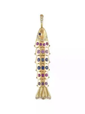 EDEN PRESLEY Fish Motif Sapphire And Diamond Pendant In 14k Yellow - Gold