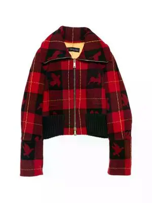Dsquared2 And Multicolour Check-pattern Graphic Print Cropped Jacket - Red