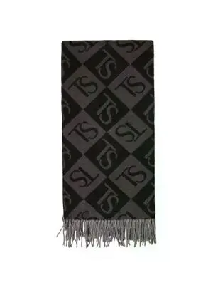 TWINSET Diamond Jacquard Stole With Logo - Black