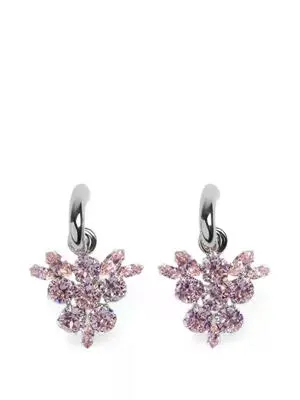 Simone Rocha Crystal Embellished Floral Motif Hoop Earrings - Pink