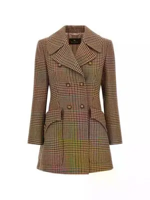 Etro Prince Of Wales Double-breasted Wool Coat