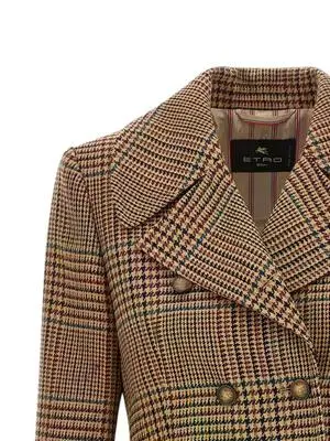 Etro Prince Of Wales Double-breasted Wool Coat