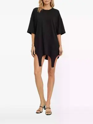 HAMZA Porto Oversized T-shirt With Silver-tone Ring Detail - Black