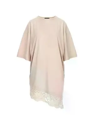 HAMZA Lace-trim Asymmetric Dress