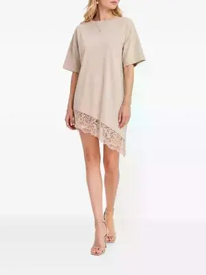 HAMZA Lace-trim Asymmetric Dress