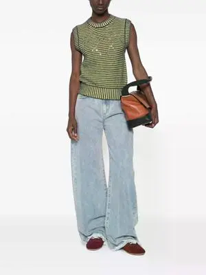 Marni Eyelet-embellished Striped Sweater Vest