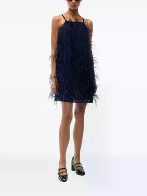 Pinko Feather-trim Sequin Embellished Dress - Blue
