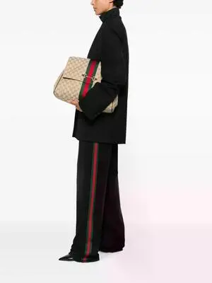 Gucci Beige Gg Supreme Horsebit Detail Web Stripe Tote Bag - Neutrals