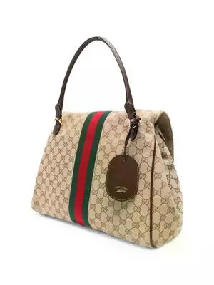 Gucci Beige Gg Supreme Horsebit Detail Web Stripe Tote Bag - Neutrals