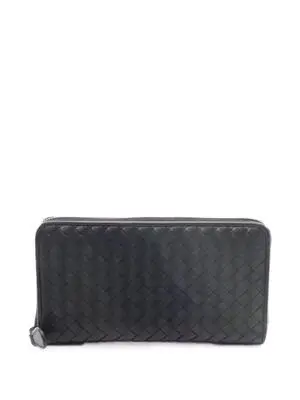 Bottega Veneta 2010s Intrecciato Leather Wallet - Black