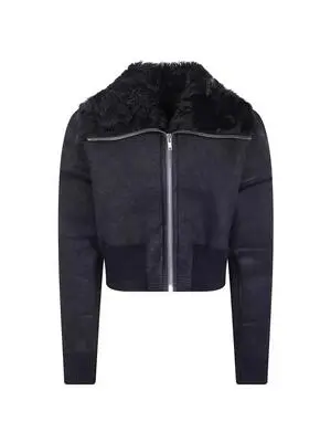 Rick Owens Cropped Flight Jacket With Shearling Interior