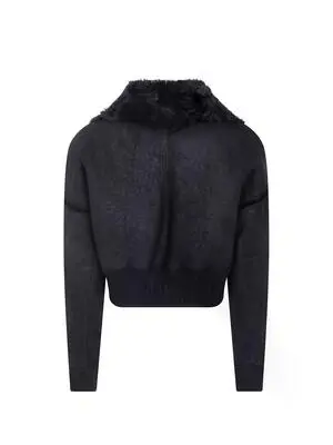 Rick Owens Cropped Flight Jacket With Shearling Interior