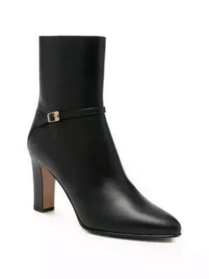 Valentino Garavani Buckle-strap Leather Ankle Boots - Black