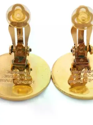 Hermès Tone Engraved Logo Clip-on Earrings