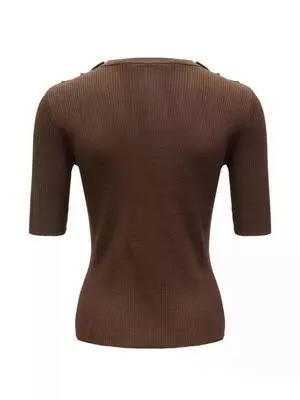 Max Mara Ribbed-knit Button-detail Sweater - Brown