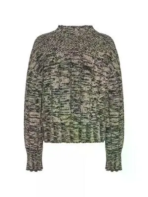 Malo Mélange Cable Knit High Neck Sweater - Black