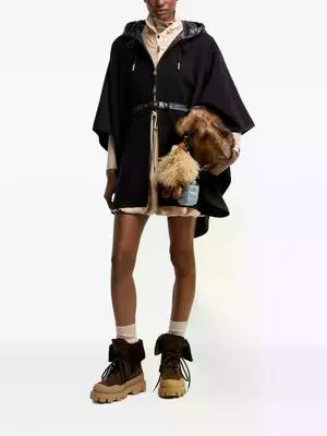 Moncler Hooded Belted Cape - Black