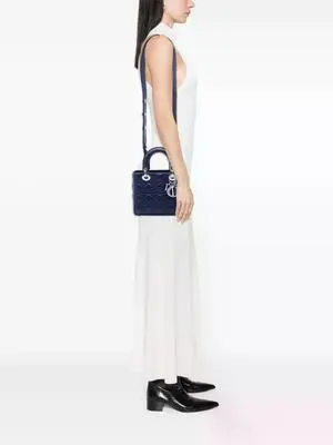 Dior Small Lambskin Cannage Lady Satchel - Blue