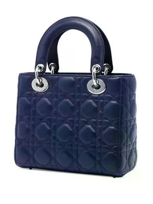 Dior Small Lambskin Cannage Lady Satchel - Blue