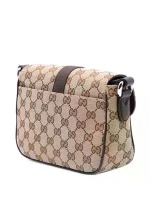 Gucci Gg Canvas Web Buckle Flap Crossbody Bag