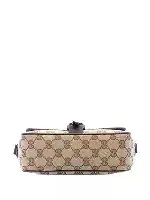 Gucci Gg Canvas Web Buckle Flap Crossbody Bag