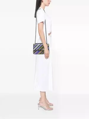 Bottega Veneta 2012-2026 Small Nappa Diagonal Stripe Satchel - Purple