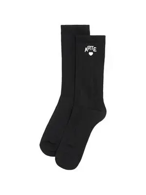 ARTE ANTWERP Logo Embroidered Ribbed Socks - Black