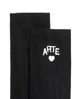 ARTE ANTWERP Logo Embroidered Ribbed Socks - Black