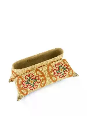 BAVASH DESIGN Embroidered Straw-effect Clutch Bag
